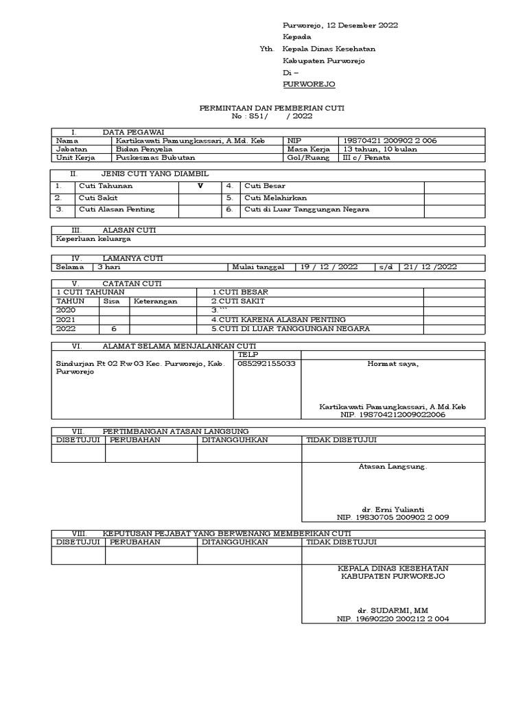 Blangko Cuti | PDF
