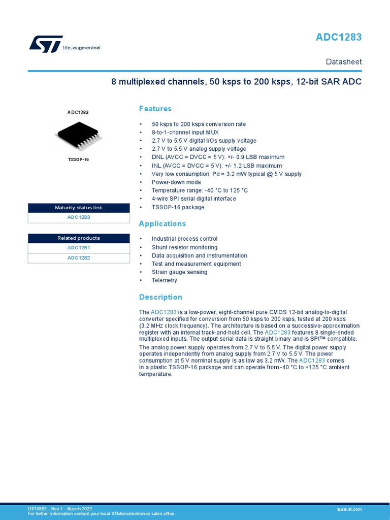 Adc 1283 | PDF | Analog To Digital Converter | Power Supply