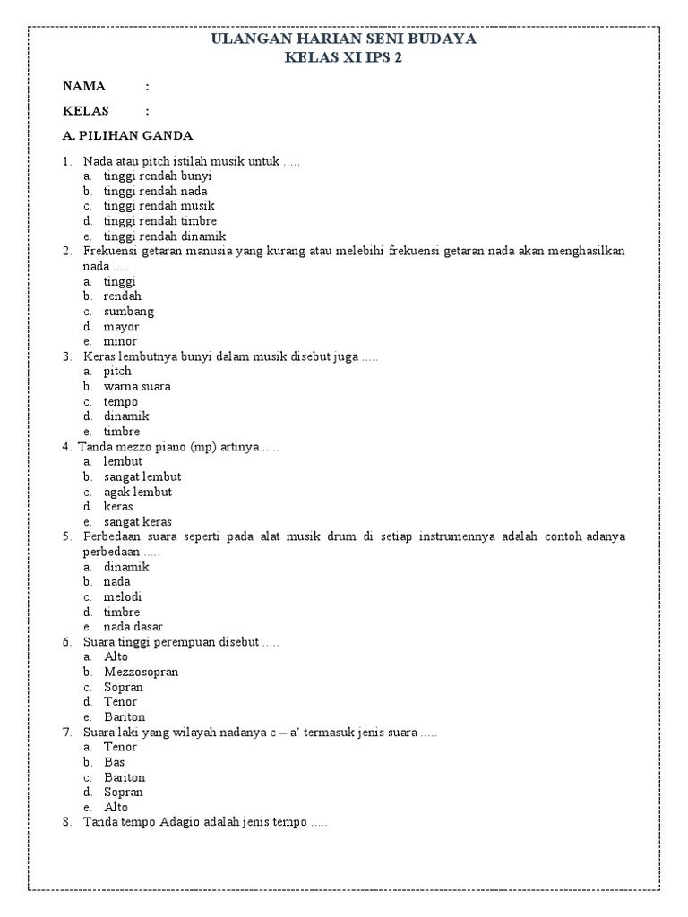 Uh SBK Kelas Xi | PDF