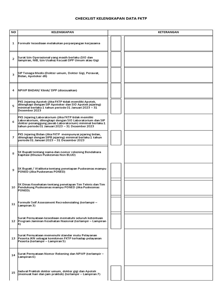 Checklist Persyaratan Berkas Kerjasama Klinik 2023 | PDF | Pengembangan Diri | Kesehatan Holistik