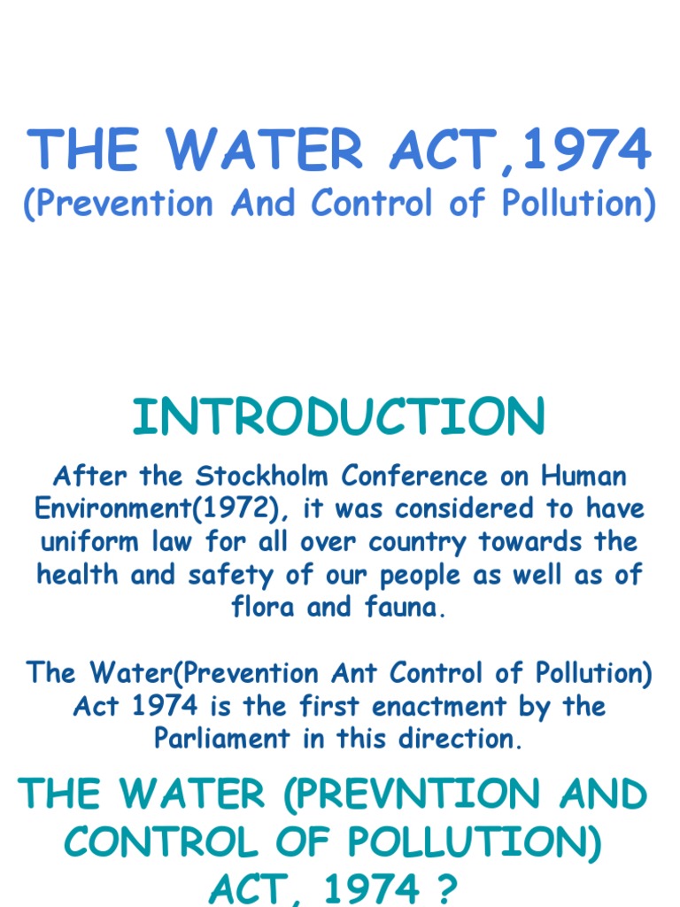 The Water Act, 1974 | PDF | Water Pollution | Effluent