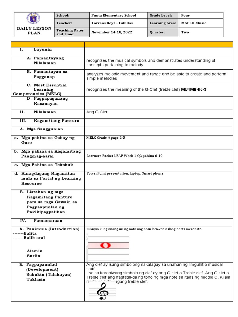 Music Q2 W1 Dlp-Idea-Format | PDF