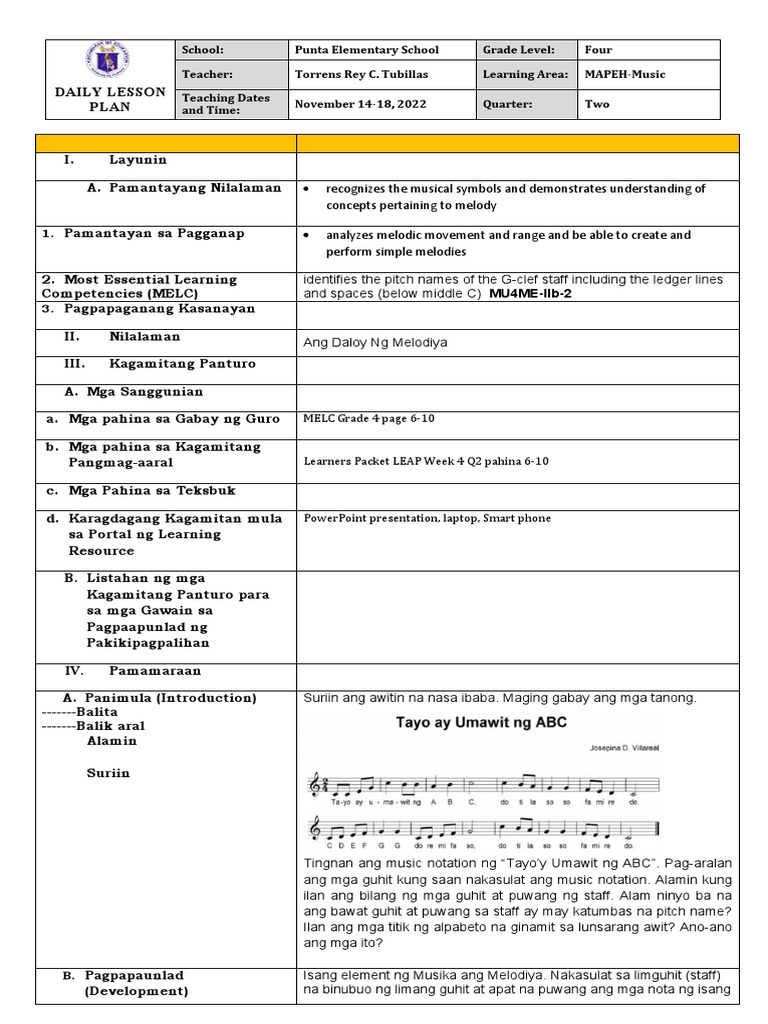 Music4 Q2 W2-3 Dlp-Idea-Format | PDF
