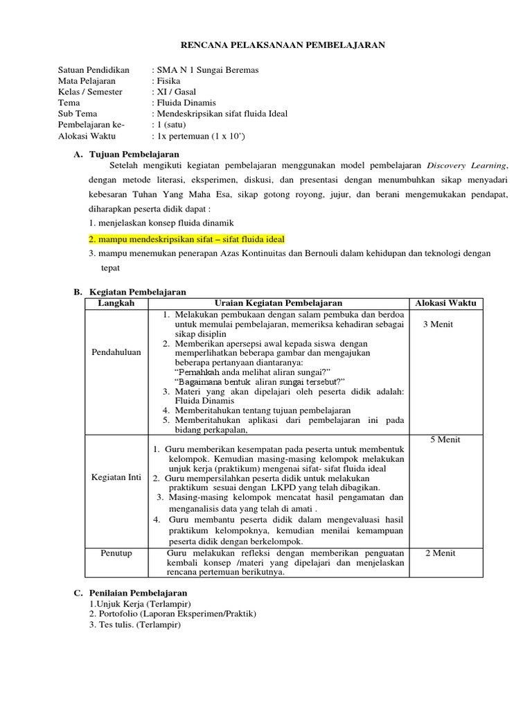 Contoh RPP Fisika CGP | PDF