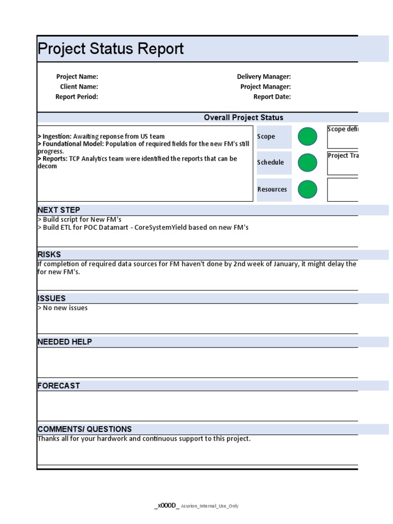 Project Status 2023 - Sample | PDF