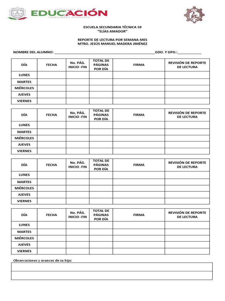 Formato de Reporte de Lectura | PDF