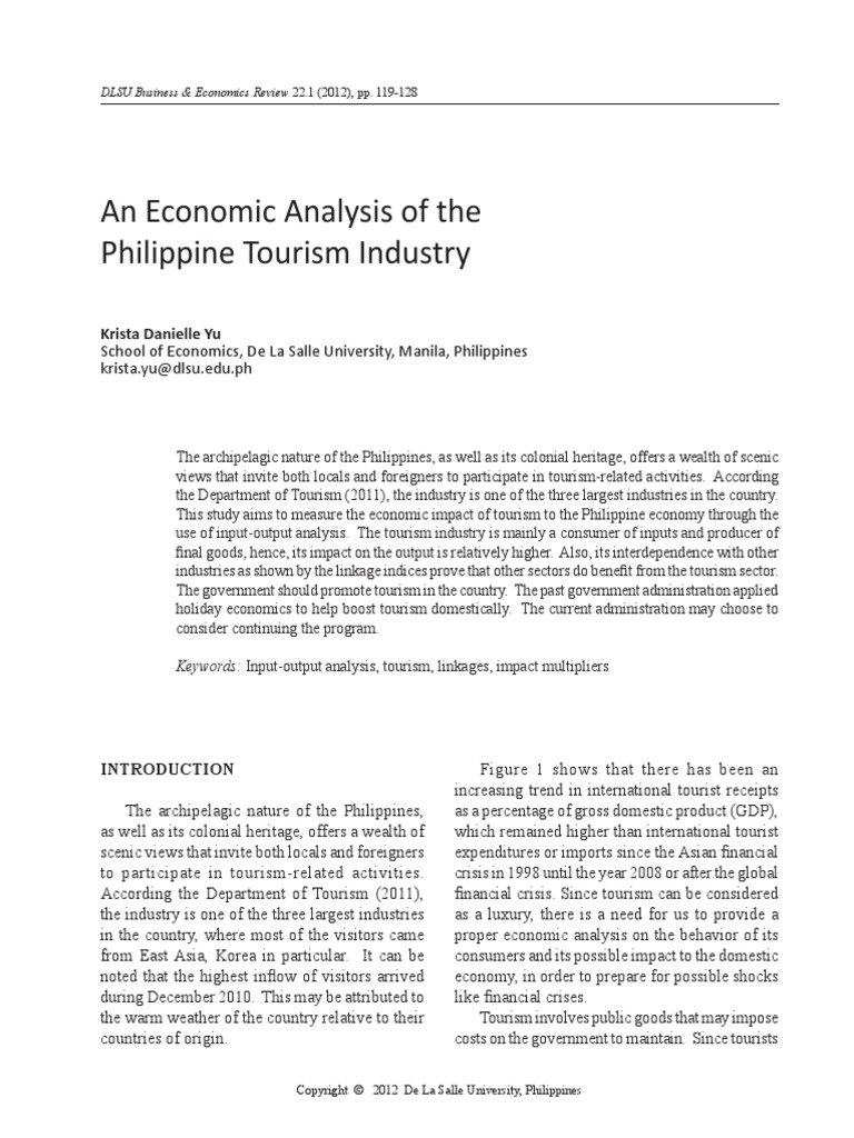 AnEconomicAnalysisofthePhilippineTourismIndustry | PDF | Input–Output Model | Economies