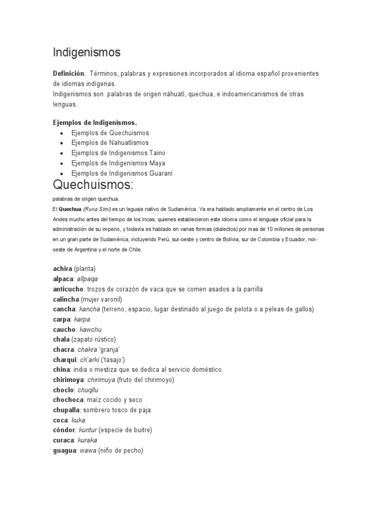 Indigenismos y Regionalismos en Español | PDF