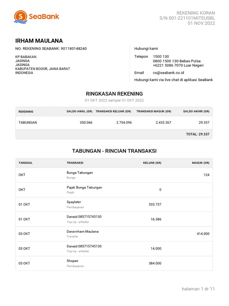 Seabank Statement 20230220 | PDF
