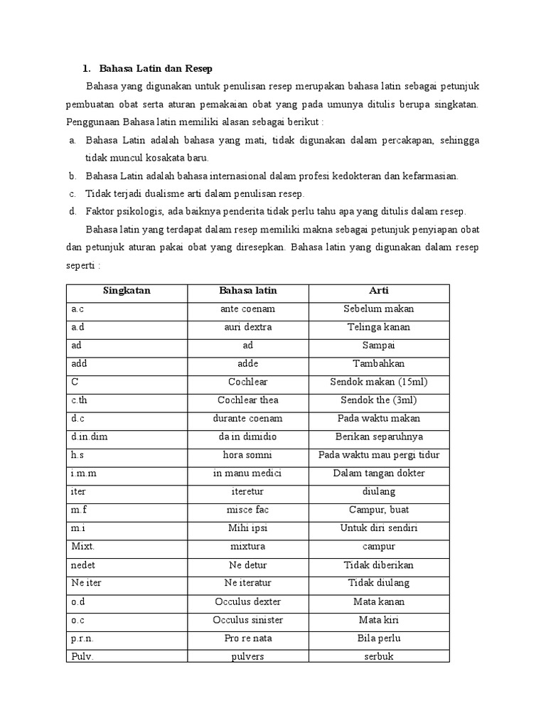 sediaan farmasi dan bahasa latin | PDF