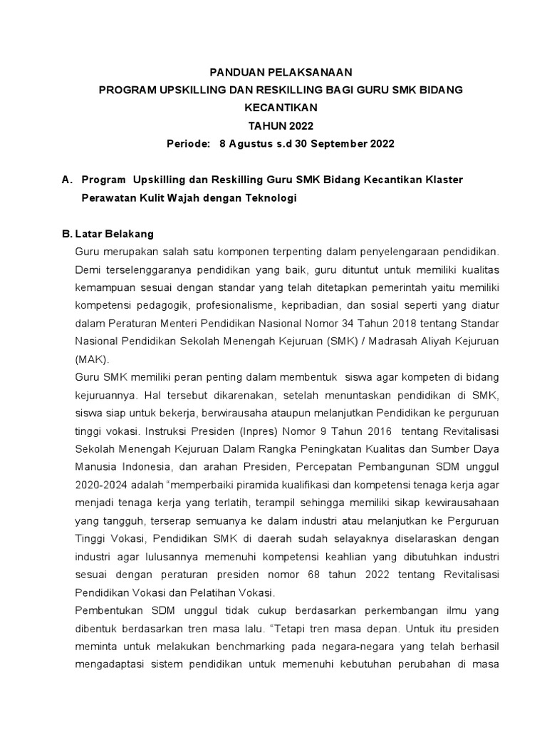 Program Upskilling Guru Kecantikan 2022 | PDF