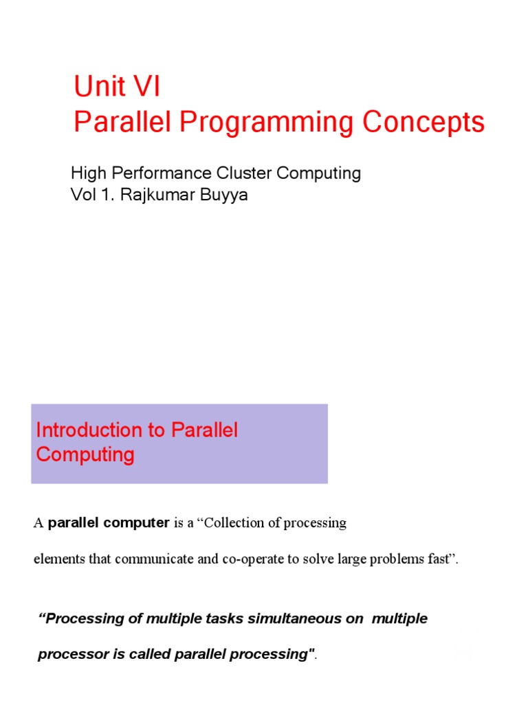 Unit Vi Parallel Programming Concepts Pdf Parallel Computing Central Processing Unit 