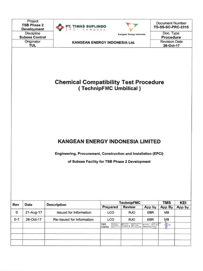 TS SS SC PRC 2315 - Rev.0 1 - Chemical Compatibility Test Procedure | PDF