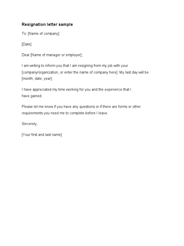 A Respectful Farewell: A Sample Resignation Letter | PDF
