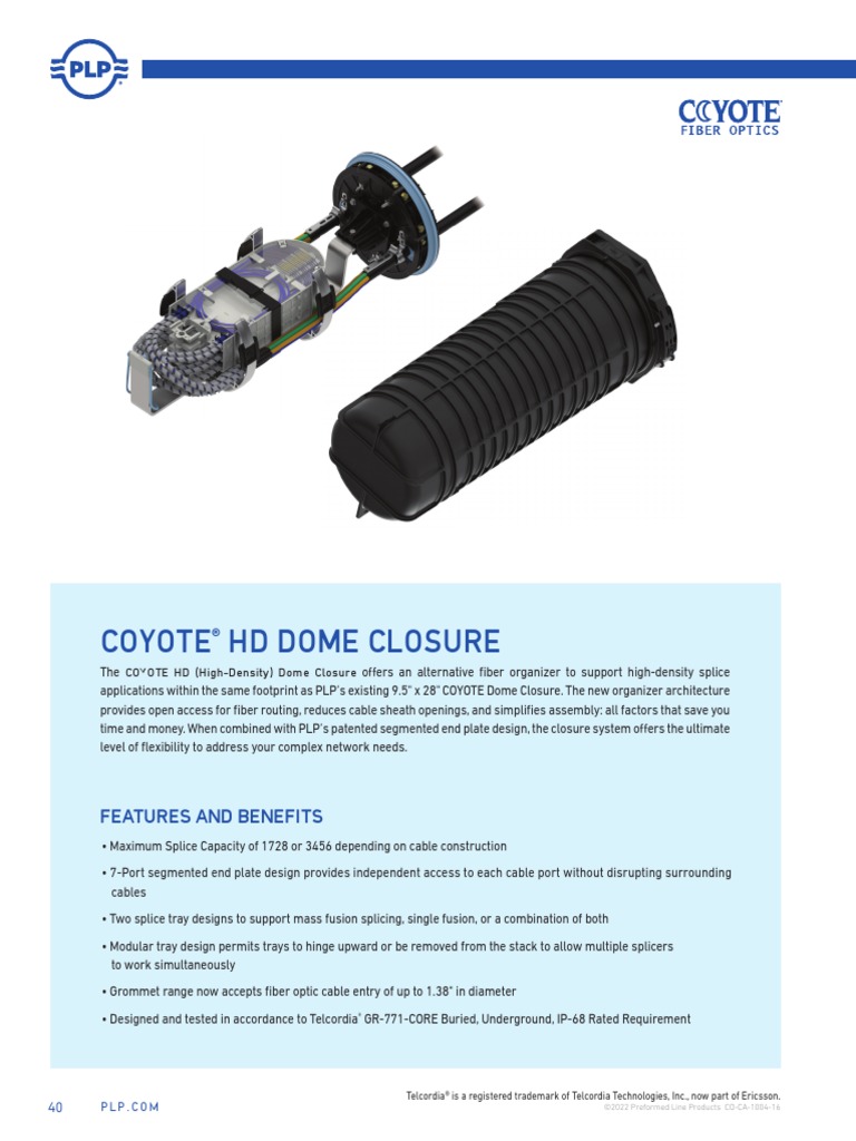 COYOTE HD Dome Closure Pages From CO-CA-1004-16 Fiber Optics Catalog-12 ...