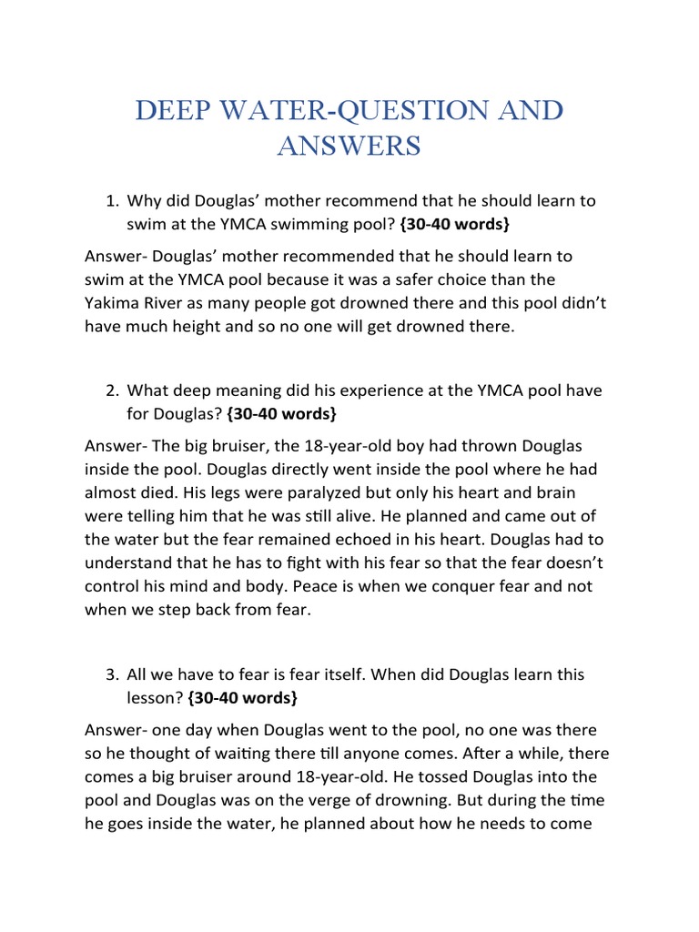 Deep Water | PDF | Swimming