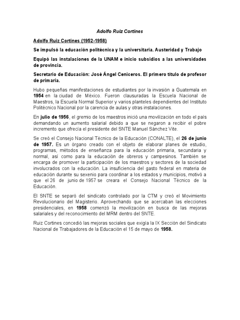 Adolfo Ruiz Cortines | PDF