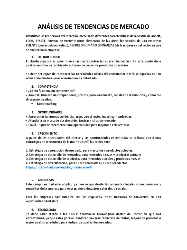 Análisis de Tendencias de Mercado | PDF | Mercado (economía) | Marketing
