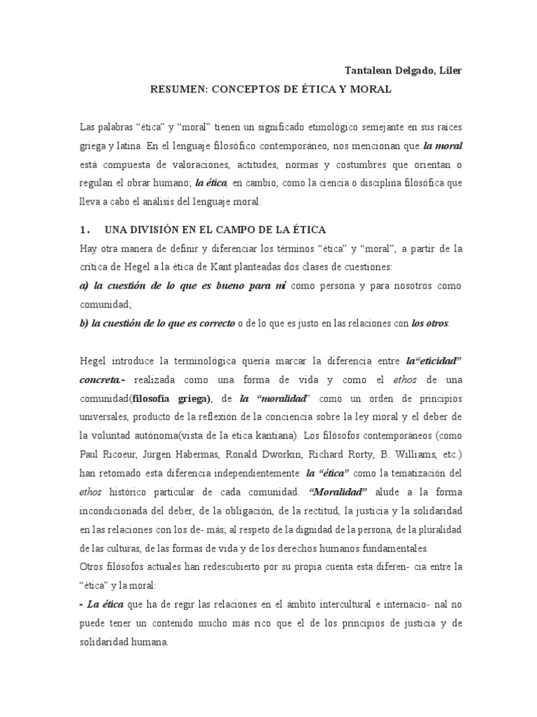 Resumen - Conceptos de Ética y Moral - T | PDF | Moralidad | Racionalidad