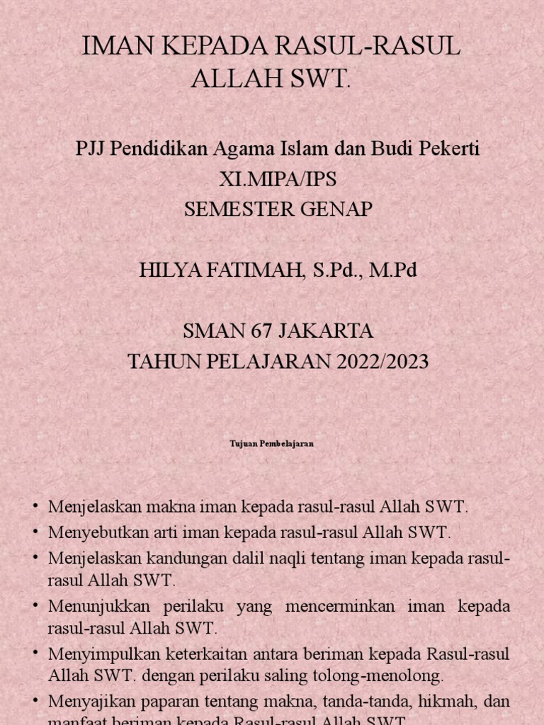 Iman Kepada Rasul-Rasul Allah SWT | PDF