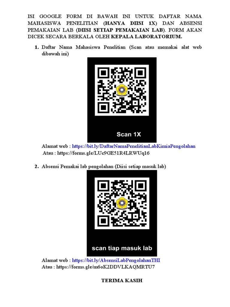 Google Form Lab Pengolahan | PDF