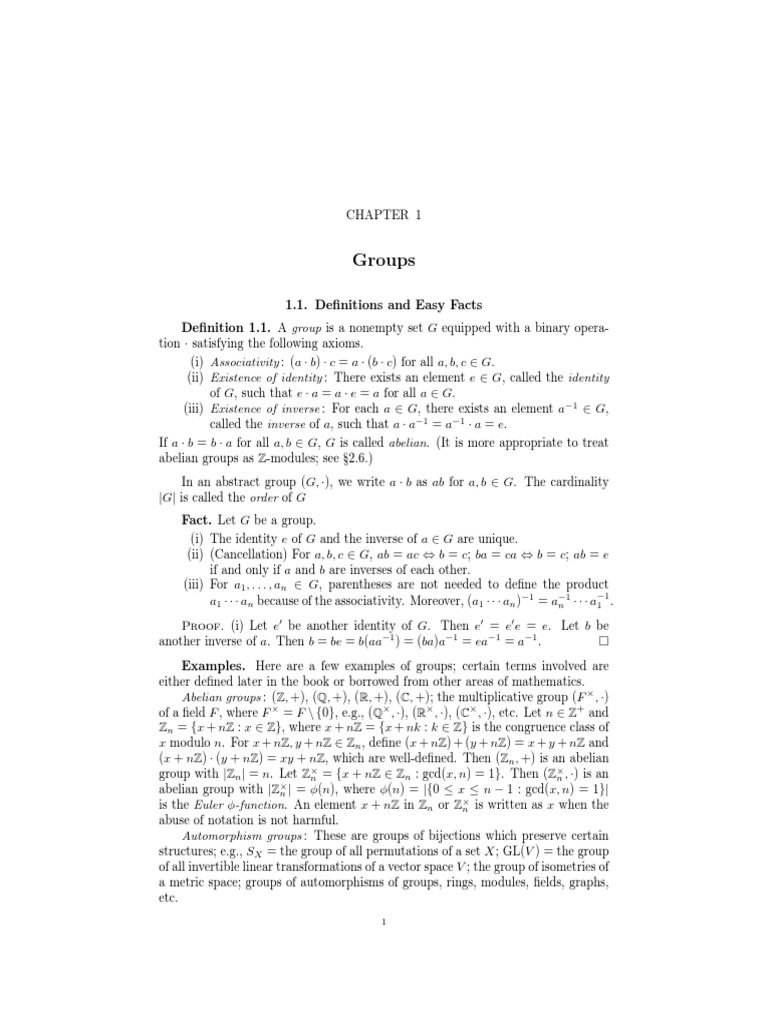 Algebra | PDF | Group (Mathematics) | Abstract Algebra