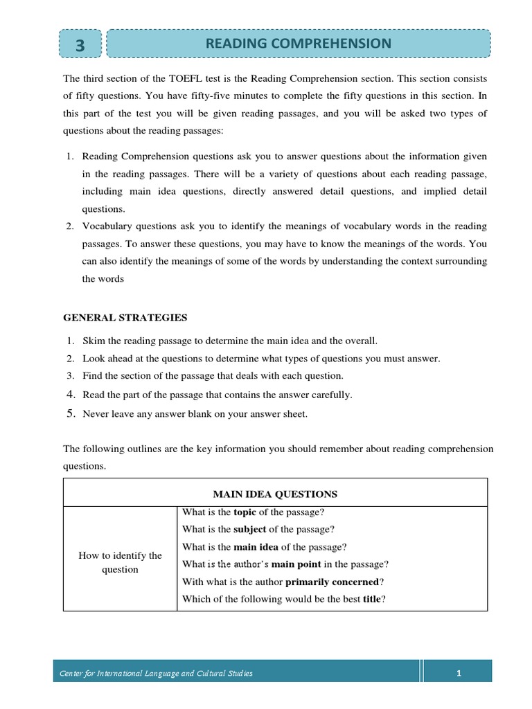 Toefl Short Course Sesi 3 Reading | Download Free PDF | Memory | Reading Comprehension