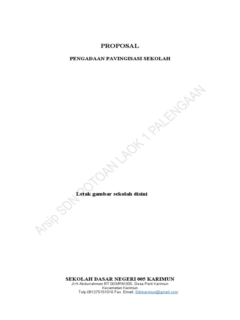 Contoh Proposal Pavingisasi Sekolah SDN 005 KARIMUN | PDF