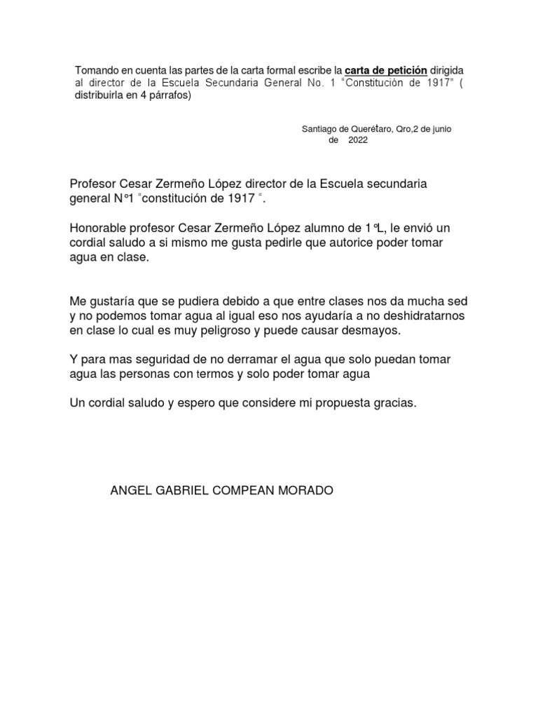 CARTA FORMAL Angel Gabriel Compean Morado | PDF