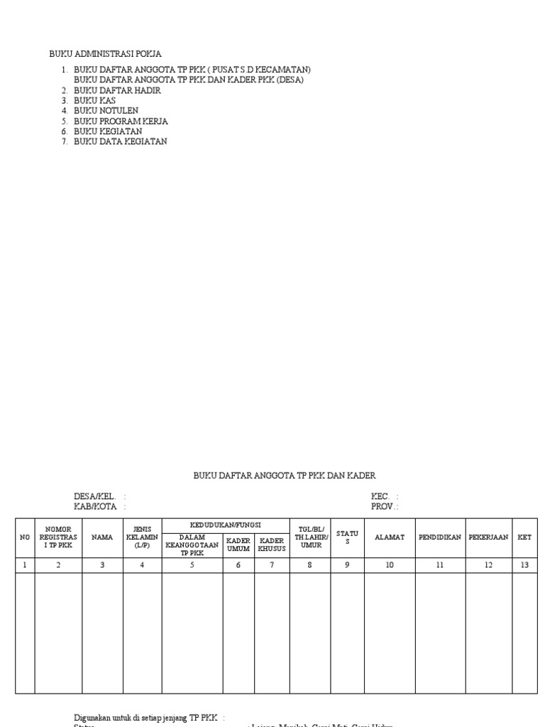 Buku Administrasi Pokja I | PDF