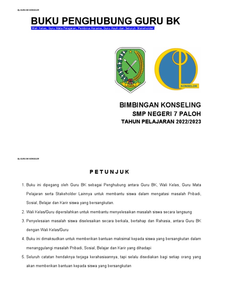 Buku Penghubung Bimbingan Konseling SMP | PDF