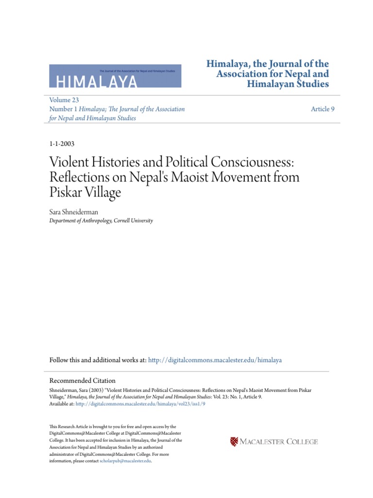 Violent Histories and Political Consciousness Reflections On Nepal's ...