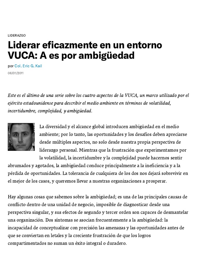Leading Effectively in A VUCA Environment - A Is For Ambiguity | PDF ...