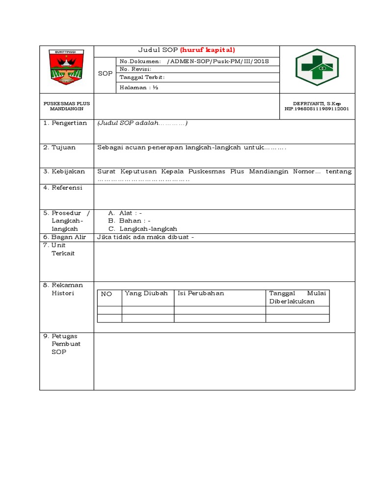 CONTOH SOP BARU | PDF