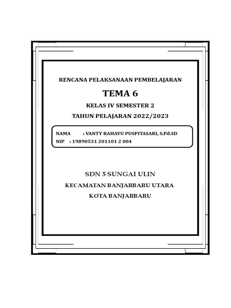 RPP Tema 6 | PDF