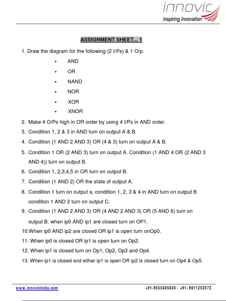 Assignment Sheet - PLC | PDF | Switch | Computer Engineering