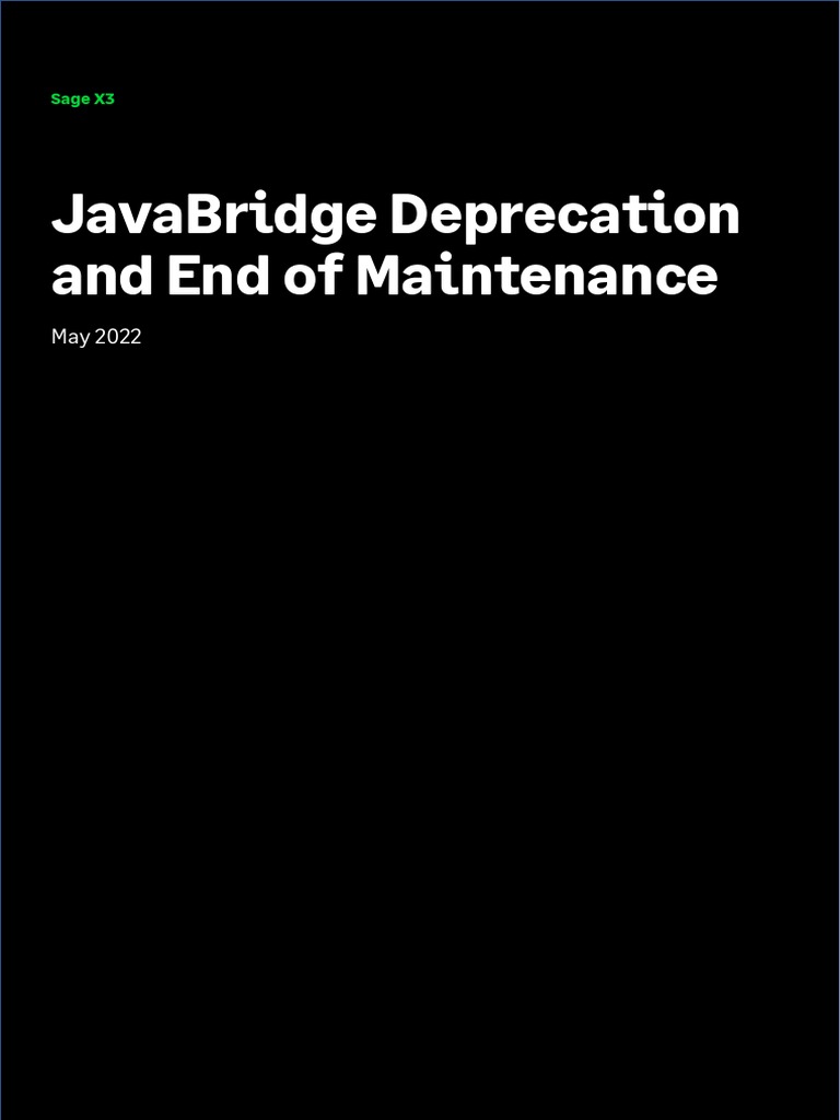 Sage X3 JavaBridge End of Maintenance FAQ May 2022 | PDF ...