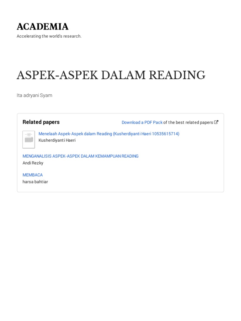 Aspek Aspek Dalam Reading | PDF
