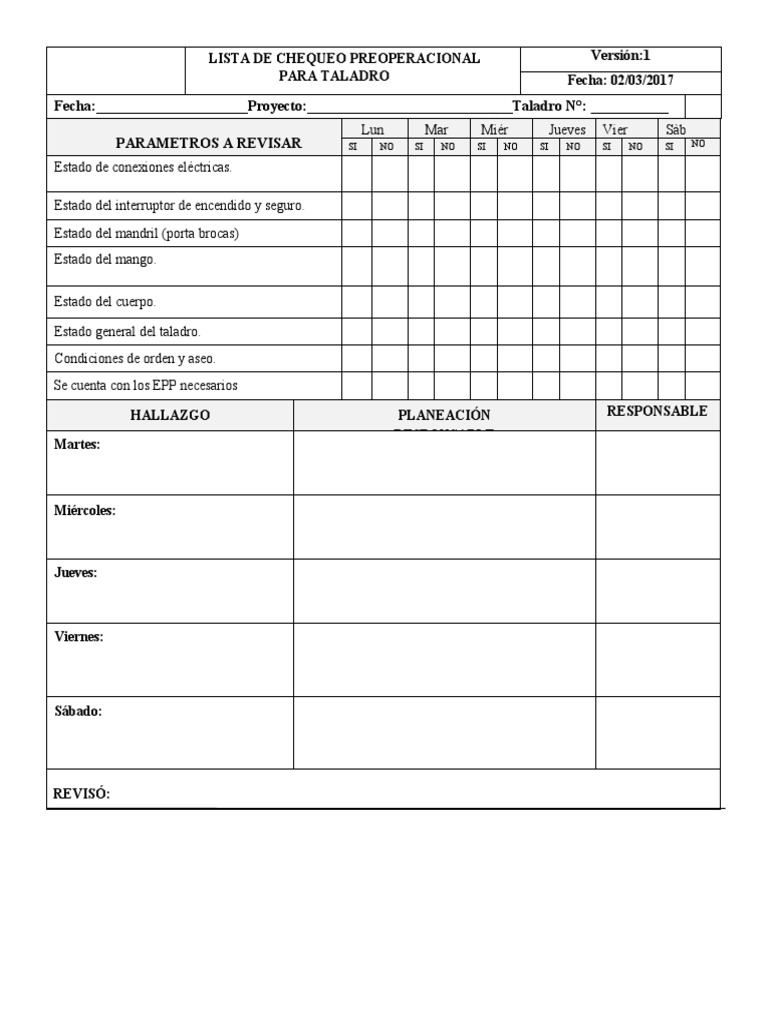 Check List Taladro | PDF Check List Taladro | PDF
