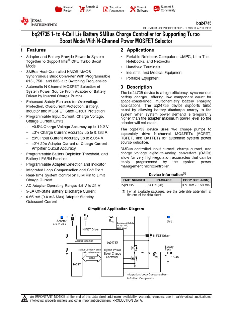 BQ735 etcTI | PDF | Mosfet | Electrostatic Discharge