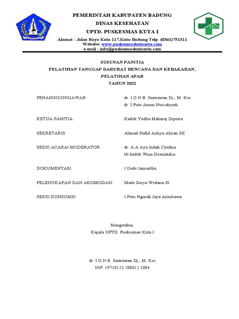 Susunan Panitia Dan Susunan Acara Pelatihan Dan Simulasi Bencana ...