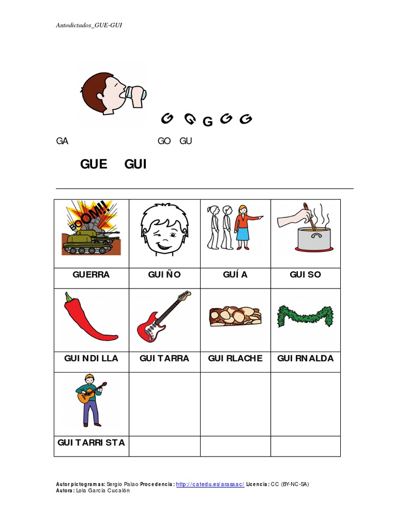 Palabras con GUE y GUI para Niños | PDF