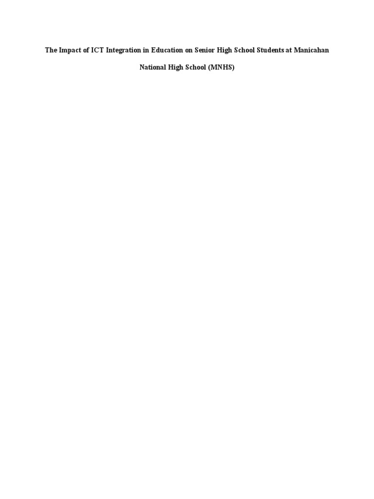 The Impact of ICT Integration in Education On Senior High School ...