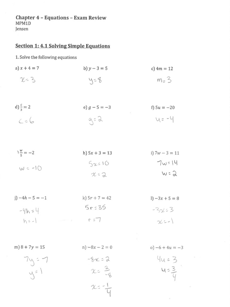 Chapter 4 Exam Review Solutions | PDF
