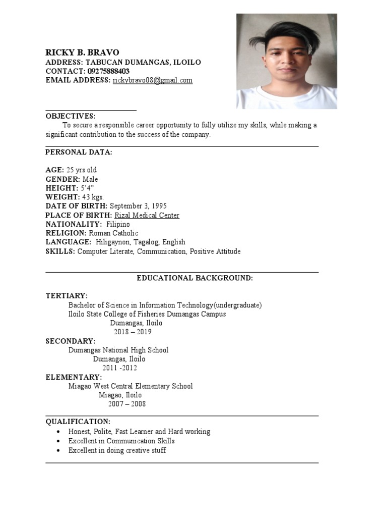 Ricky B. Bravo Resume Overview | PDF