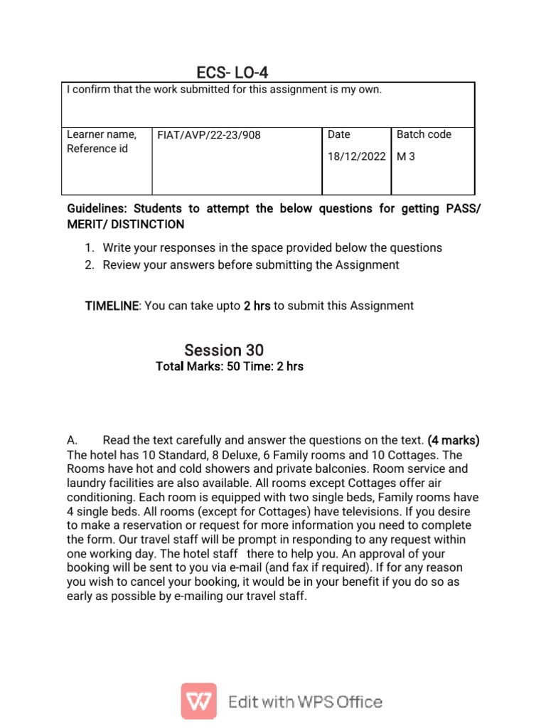 Ecs 04 Assignment Pdf Flight Attendant Airlines