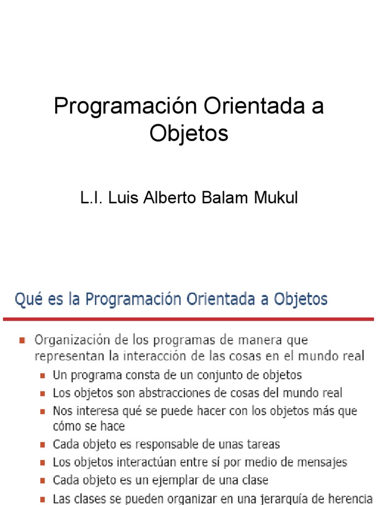 Programación Orientada A Objetos LBM | PDF | Herencia (Programación ...