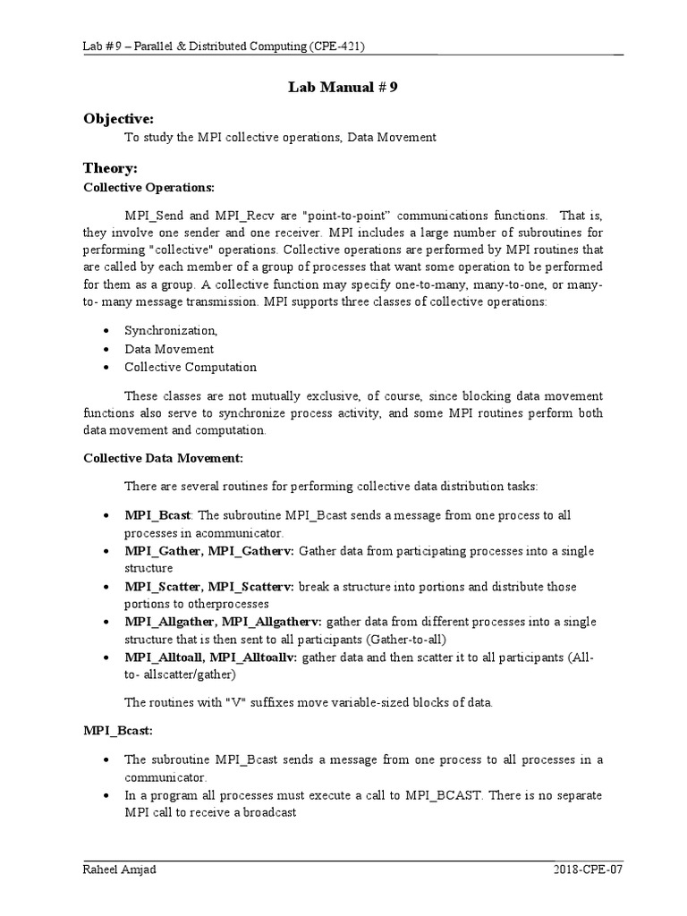 Lab Manual 09 - P&DC | PDF | Message Passing Interface | Process (Computing)