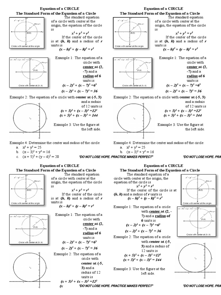 Q2-Equation of Circle | PDF | Circle | Angle