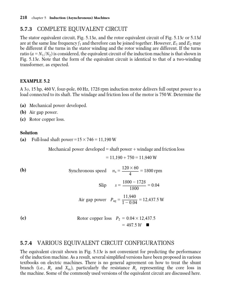 Cap 5 - Circuito Equivalente | PDF | Electric Motor | Materials Science